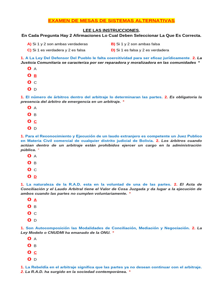Examen de Mesa S.Alternativas | PDF | Arbitraje | Justicia