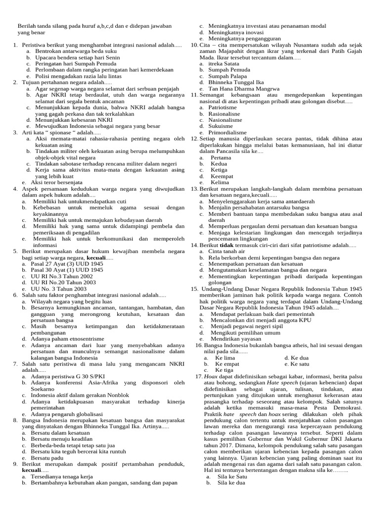 SOAL UM 2025 - PKN | PDF