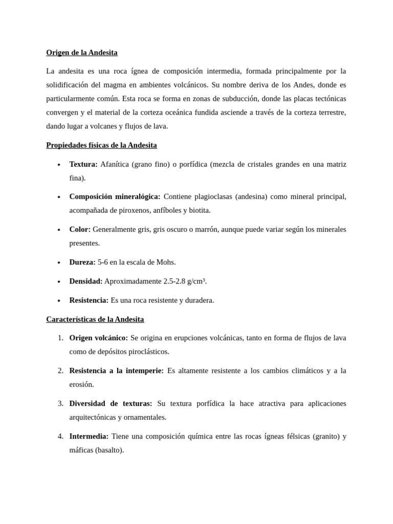 Inv. Andesita | PDF | Roca ígnea | Geología