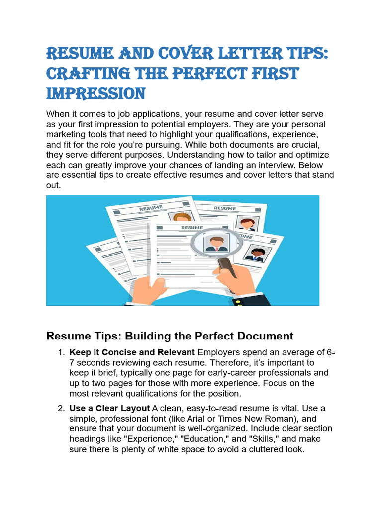 Resume and Cover Letter Tips Guide | PDF | Résumé