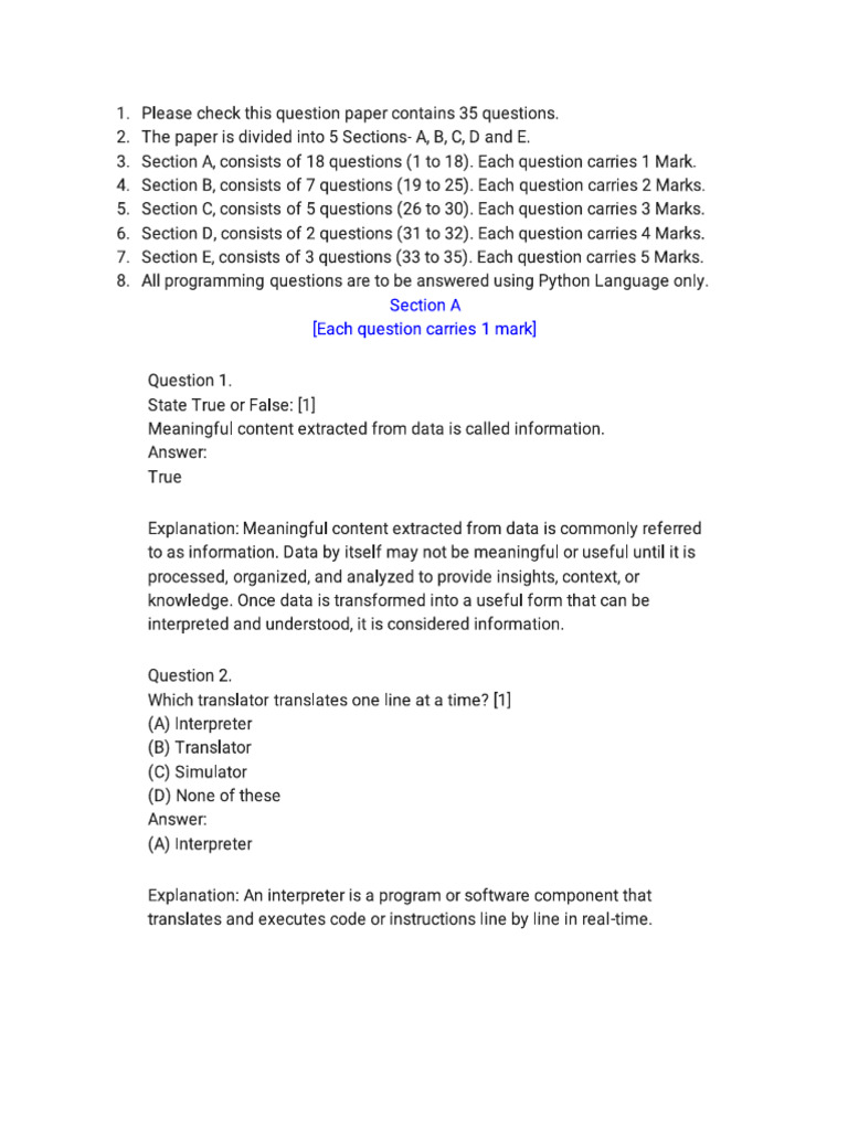 computer sample paper | PDF