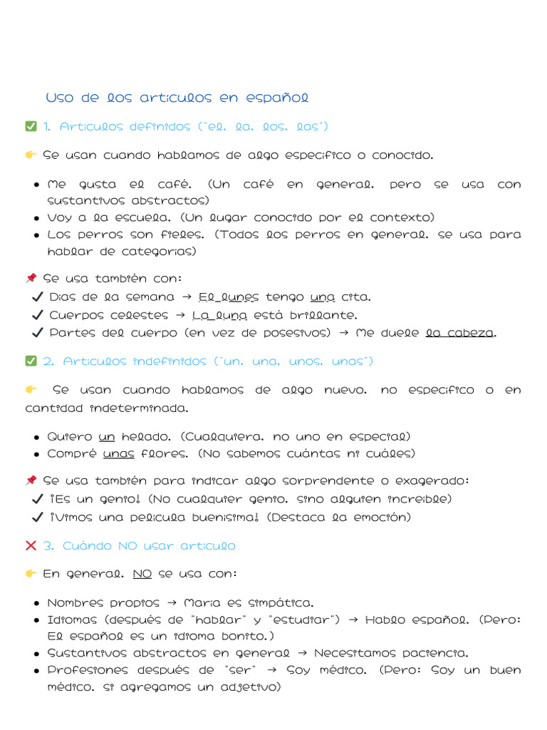 Infografía. Artículo Determinado Indeterminado y Sin Artículo. | PDF