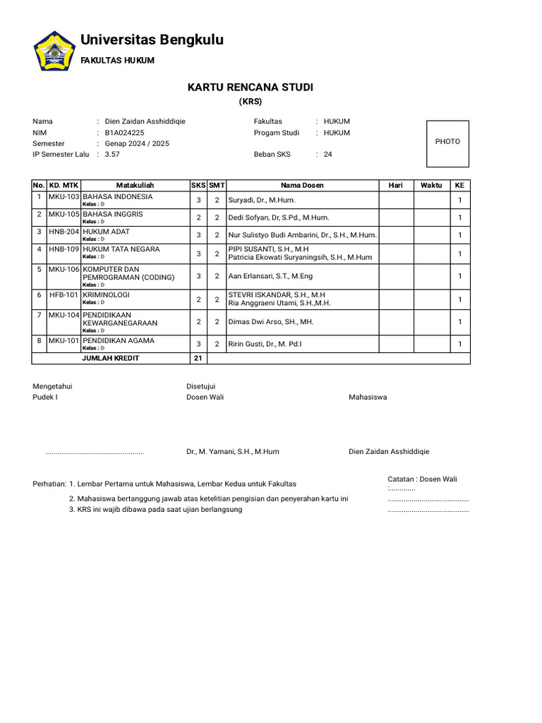 Cetak Rencana Studi - Portal Akademik | PDF