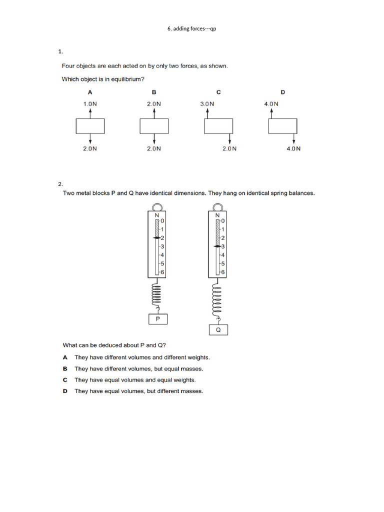 Adding Forces QP | PDF