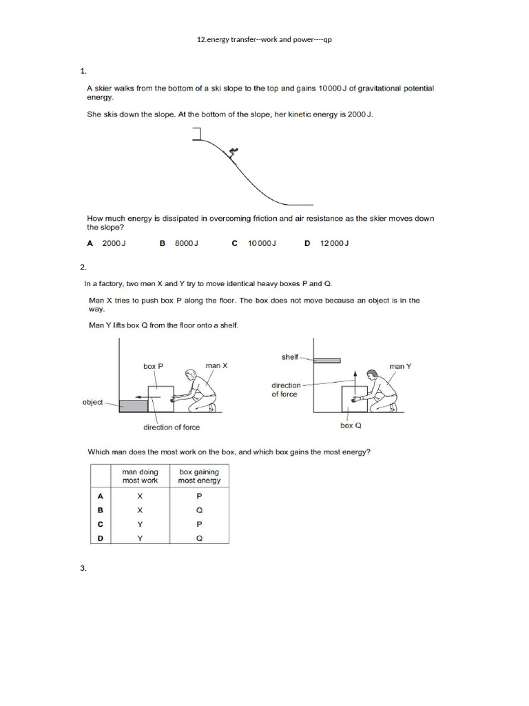 12.energy Transfer Work and Power QP | PDF