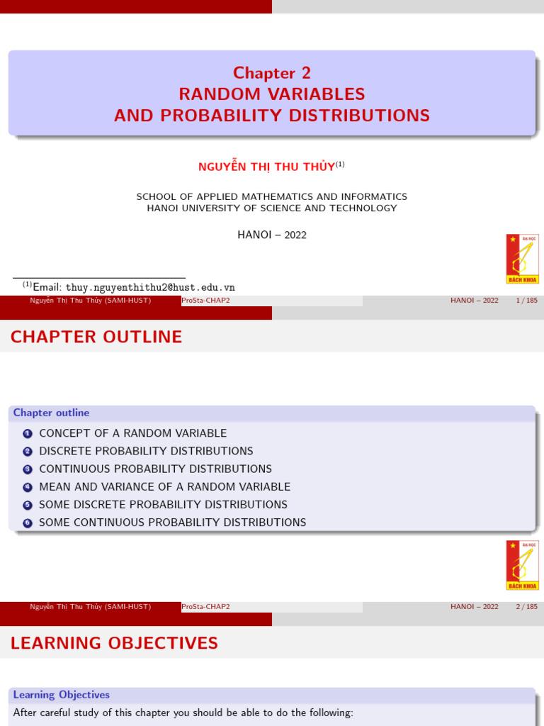 ProSta Chap2 (2021.2) | PDF | Probability Distribution | Random Variable