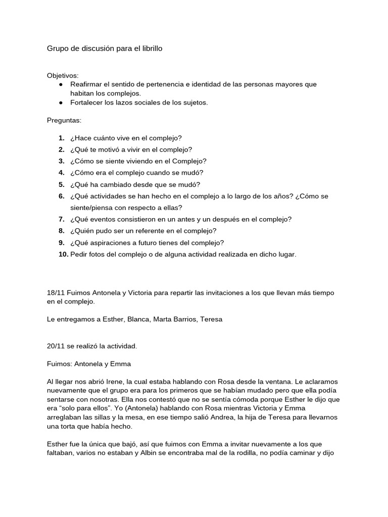 20 - 11 Grupo de Discusión para El Librillo | PDF
