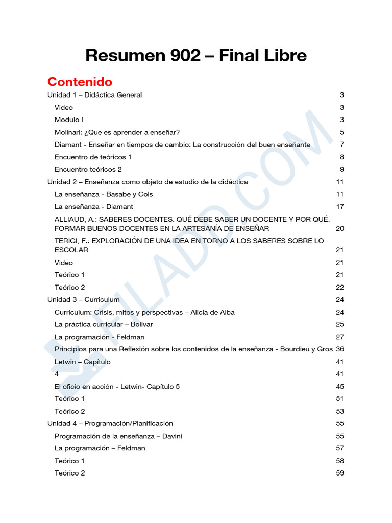 Resumen Final Libre 902 | PDF | Enseñando | Maestros
