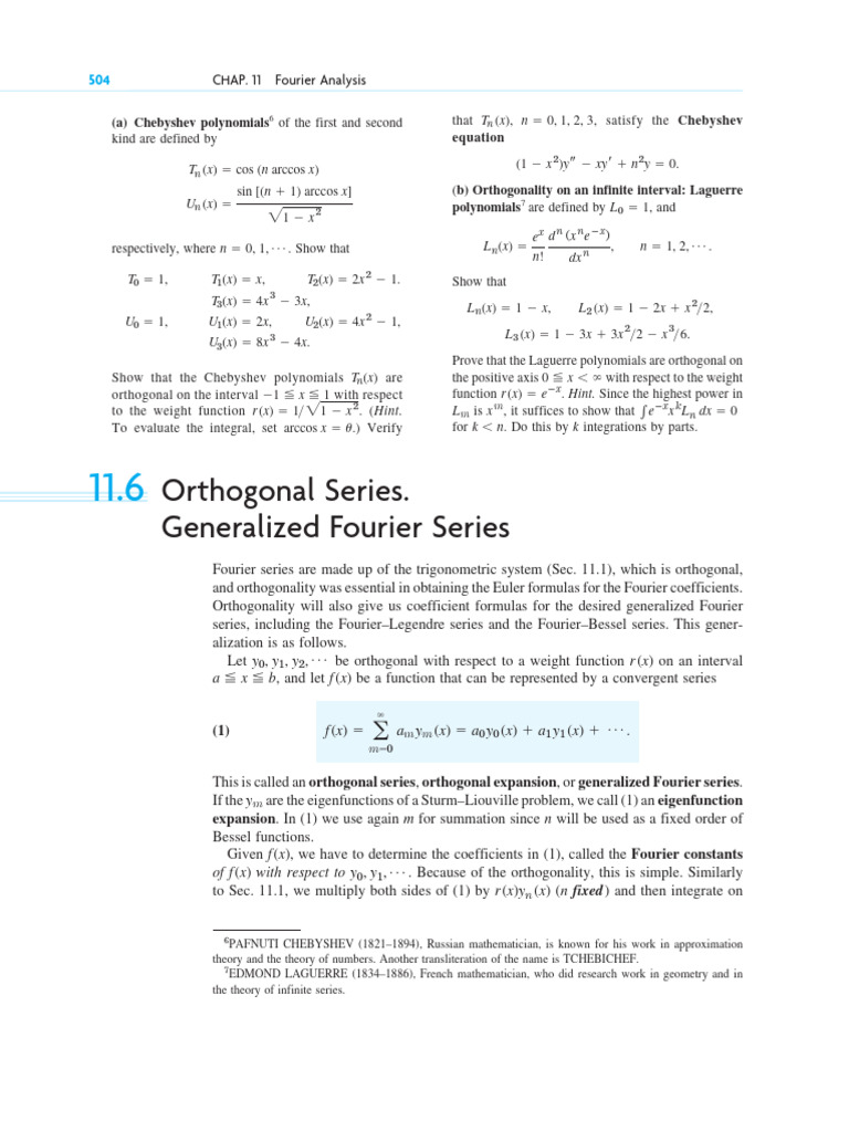5C Orthogonal Series (5 - Page - Summary) | PDF | Fourier Series | Limit (Mathematics)