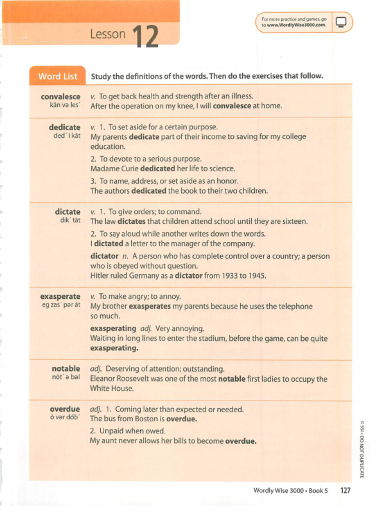 5th Grade Wordly Wise Lesson 12 | PDF