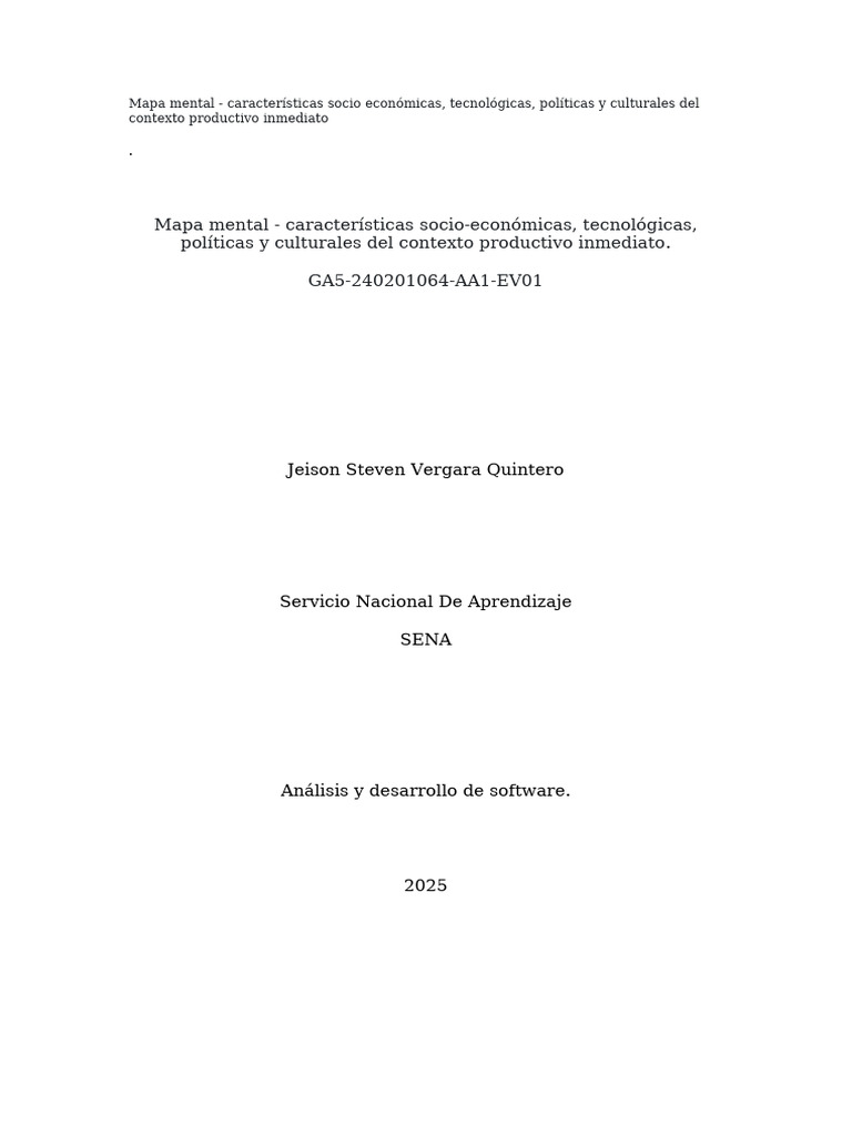 Mapa Mental - Características Socioeconómicas, Tecnológicas, Políticas ...