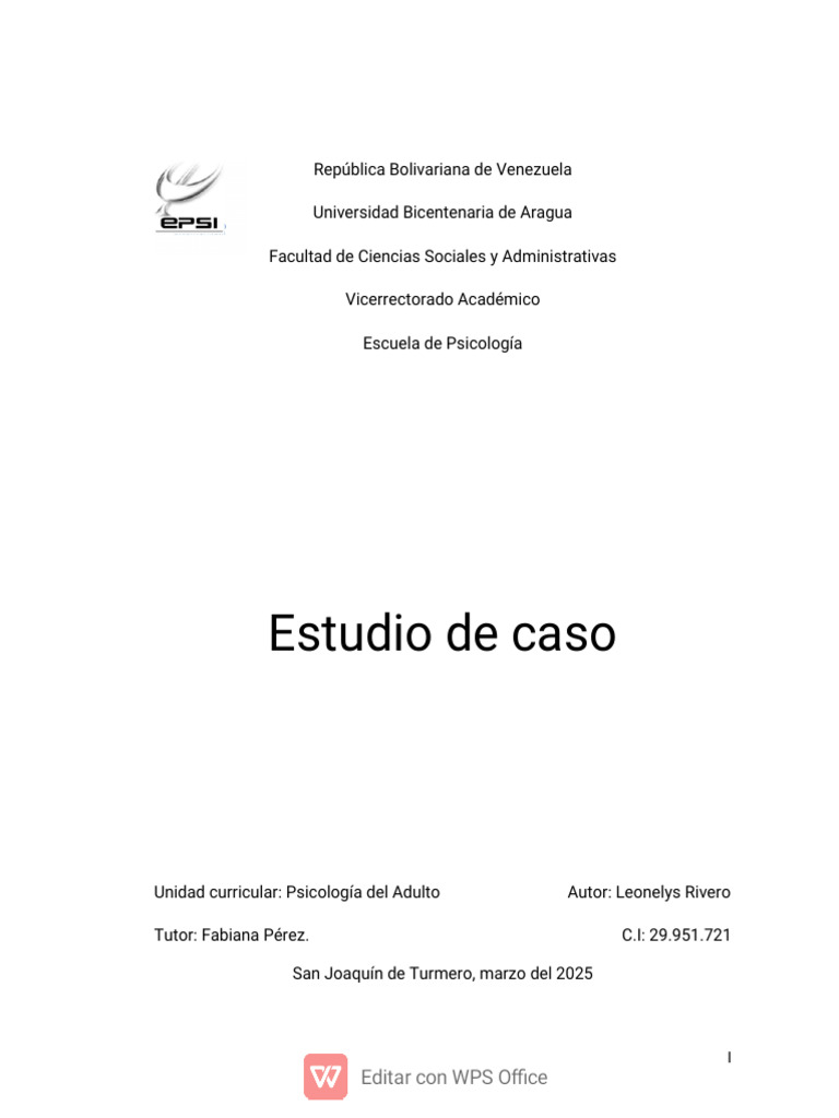 Informe interpretativo - Psicología del adulto | PDF | Terapia de ...