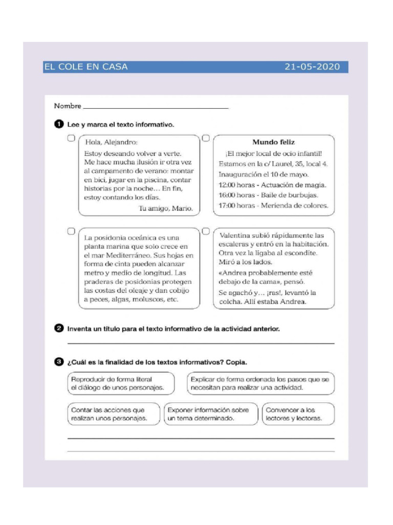 Actividad Texto Informativo | PDF