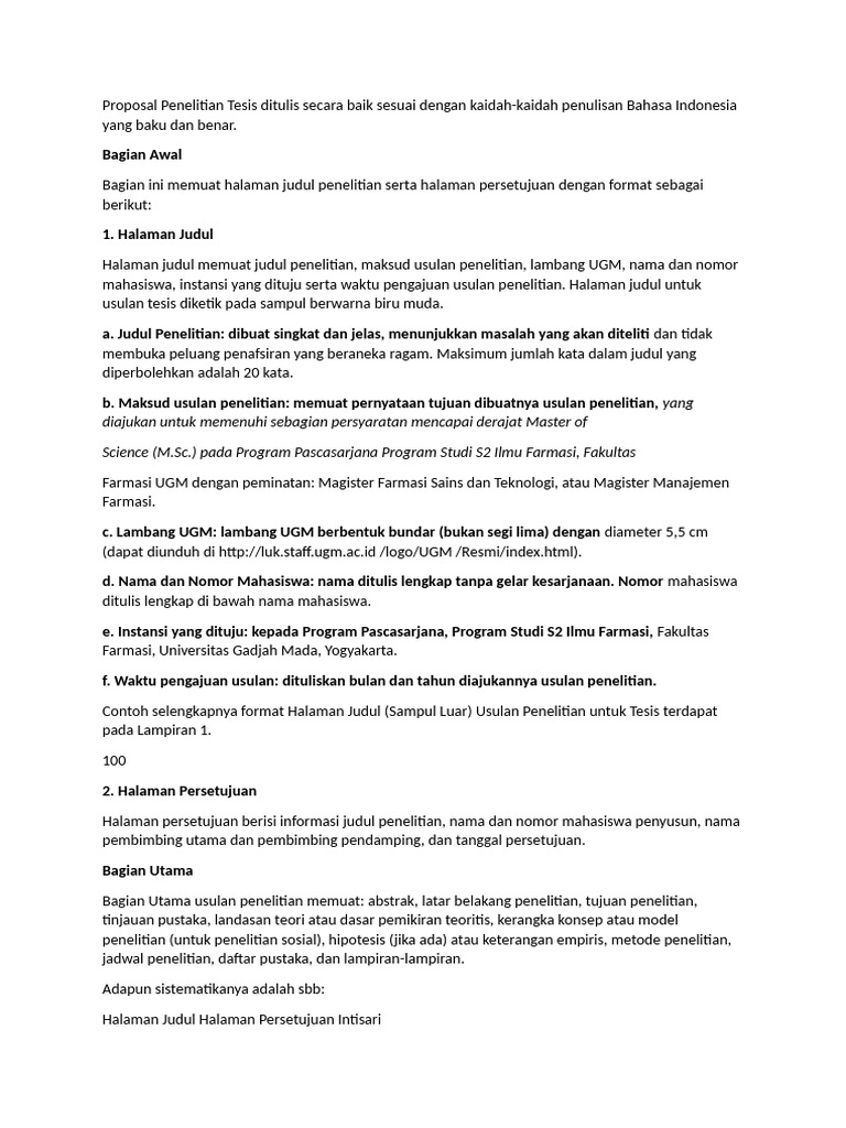Format Proposal Tesis UGM yang Tepat | PDF