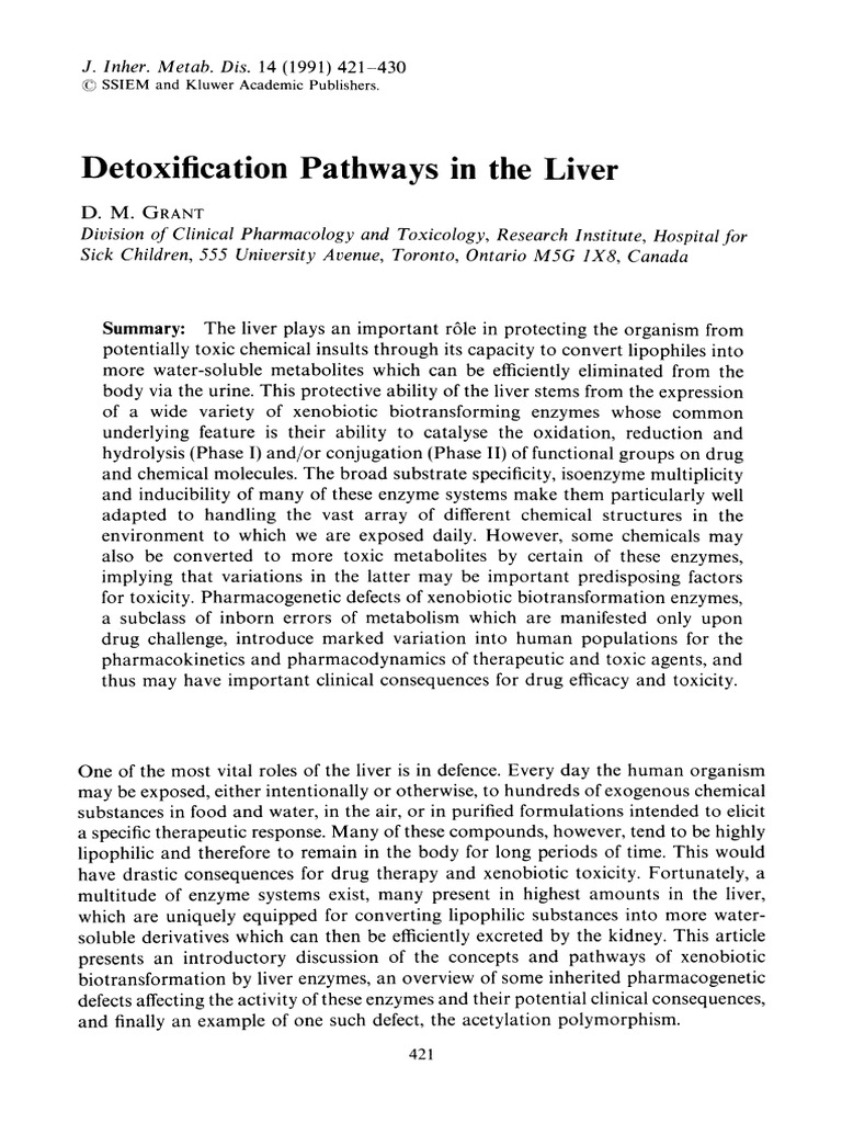 Detoxification Pathways in the Liver | PDF | Drug Metabolism | Medical ...