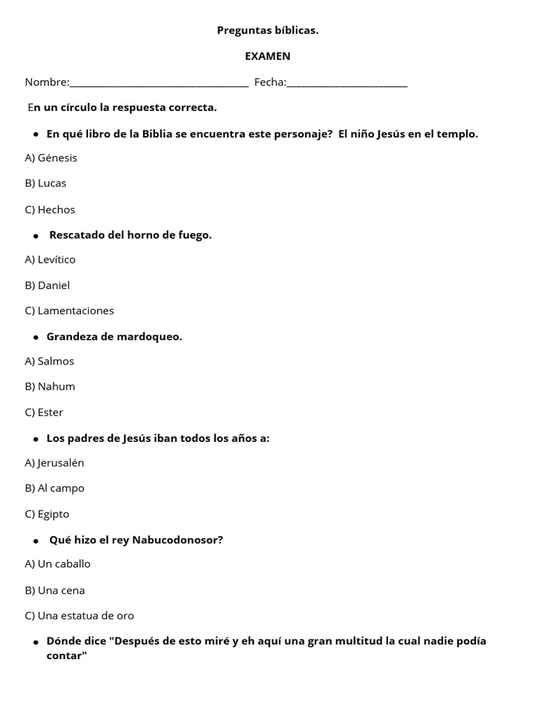 Preguntas Bíblicas. | PDF