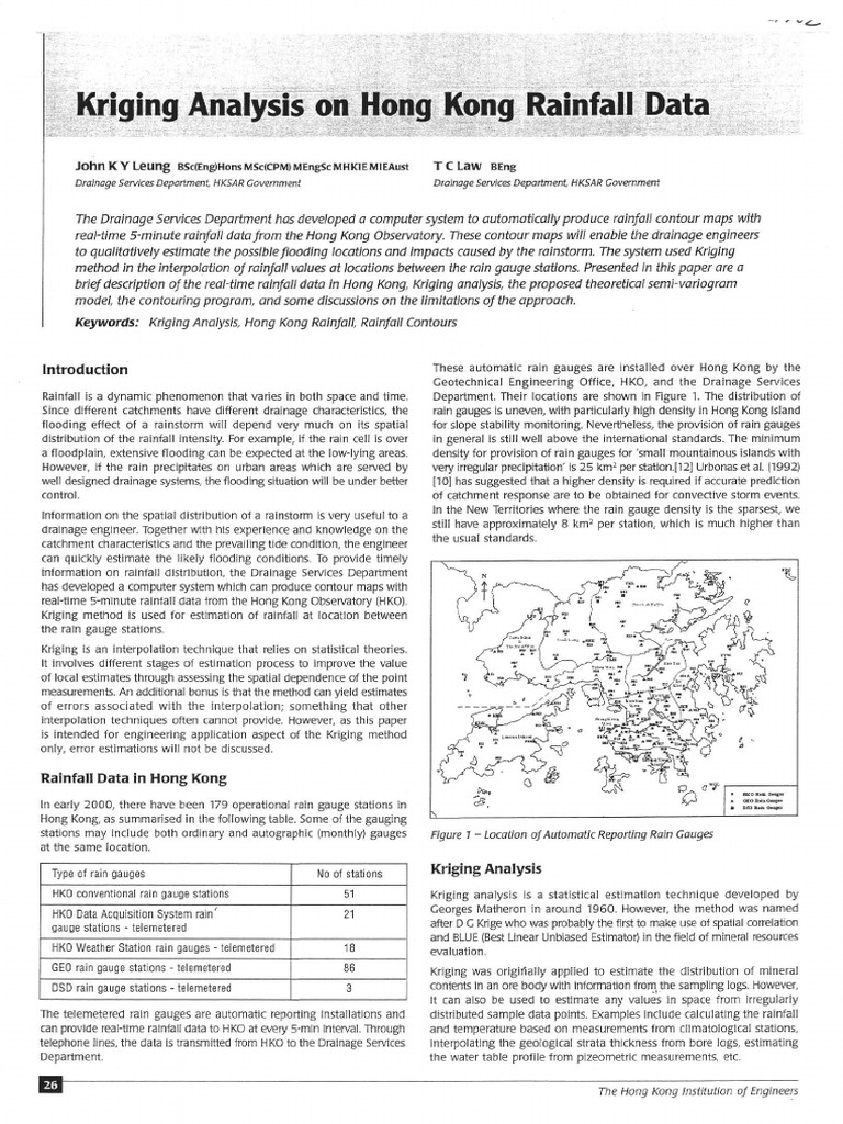 DSD (2002) - Kriging Analysis On Hong Kong Rainfall Data | PDF | Variance | Spatial Analysis
