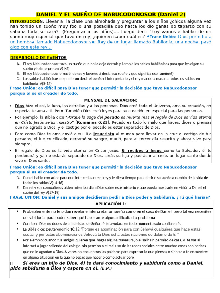 Lección Biblica - Daniel 2 | PDF | Dios | Libro de daniel