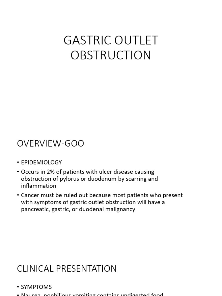 Gastric Outlet Obstruction Overview | PDF