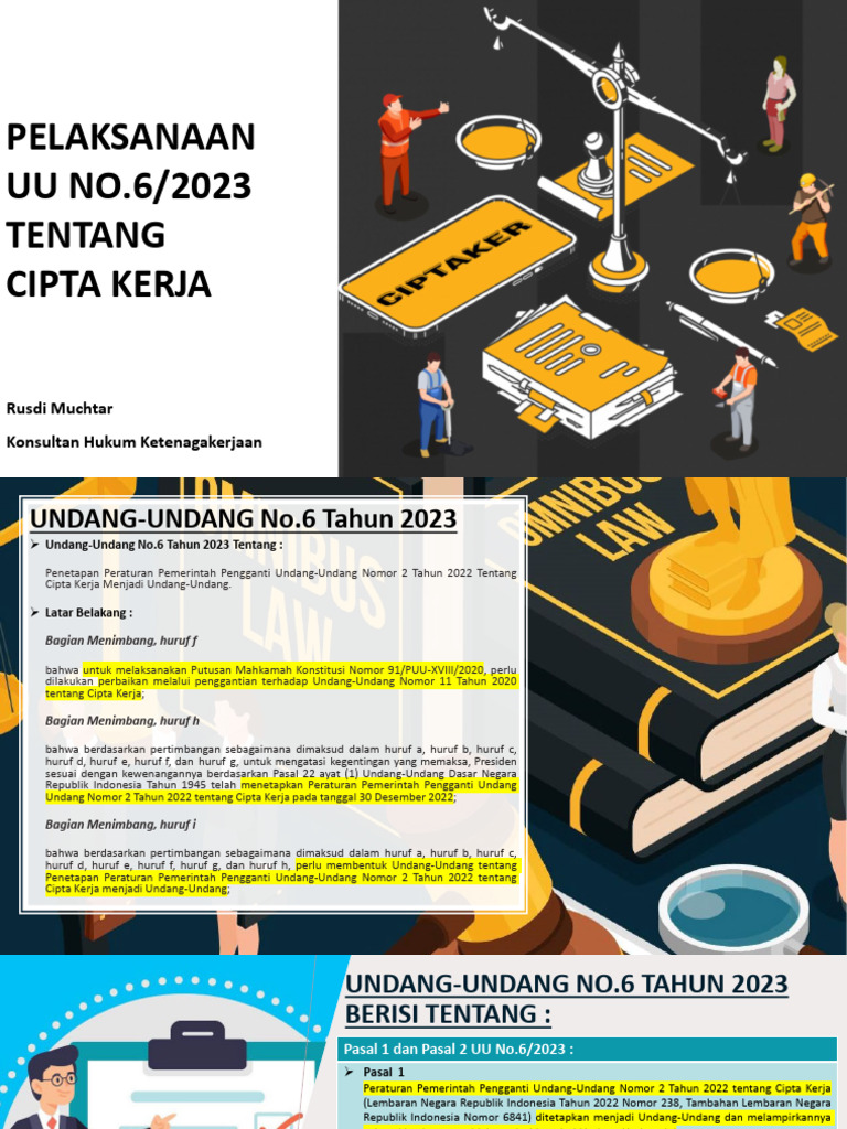 Pelaksanaan UU No.6 Tahun 2023 Cipta Kerja | PDF