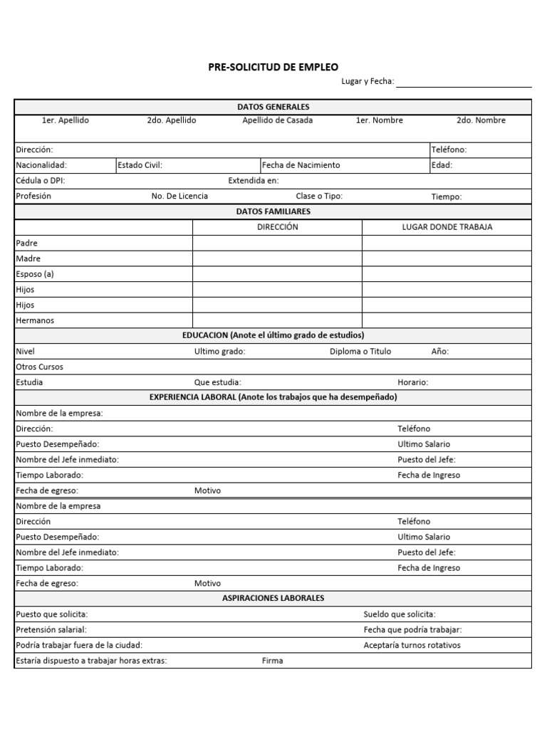 Pre-solicitud de Empleo Detallada | PDF | Relaciones Industriales ...