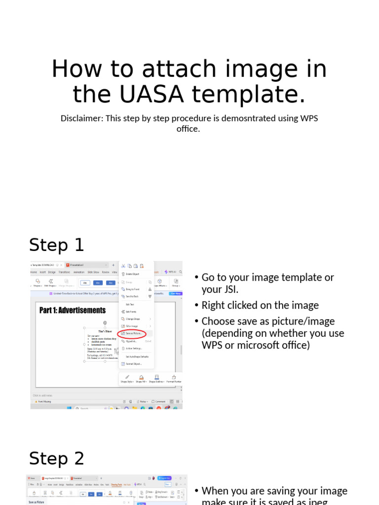 How To Attach Image in The UASA Template | PDF