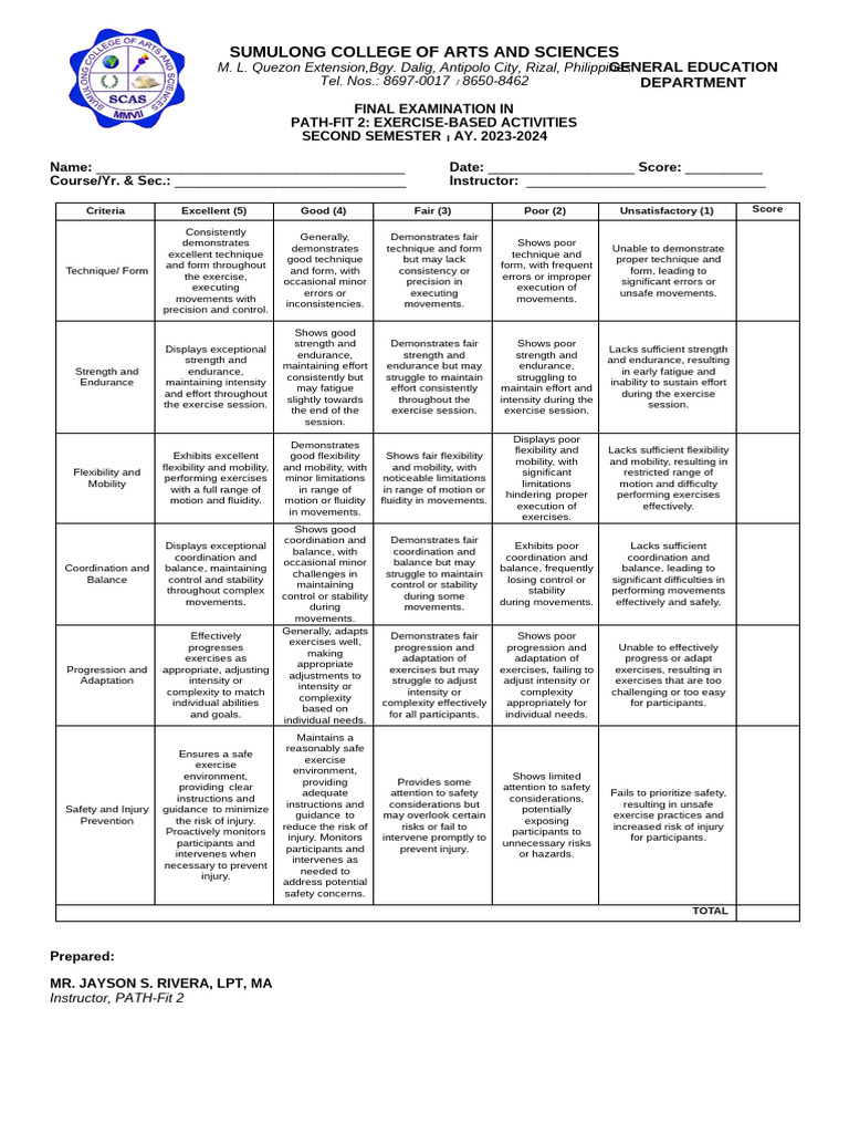 FINAL_PATHFIT_2_SY2023-2024 | PDF | Safety | Risk
