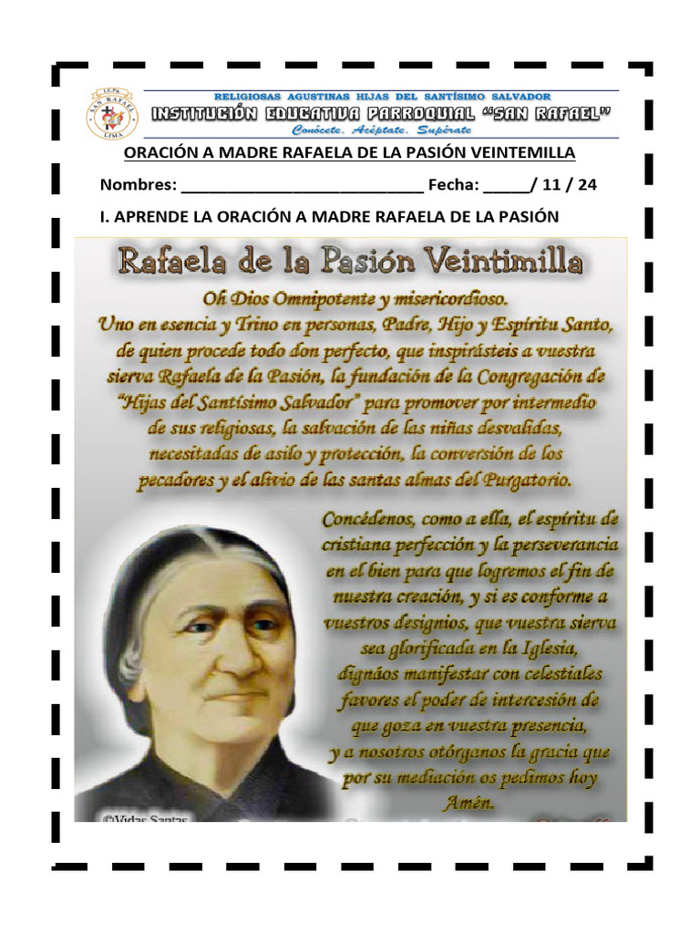 Oracion y El Himno A Madre Rafaela - Aprender 15-11-24 | PDF