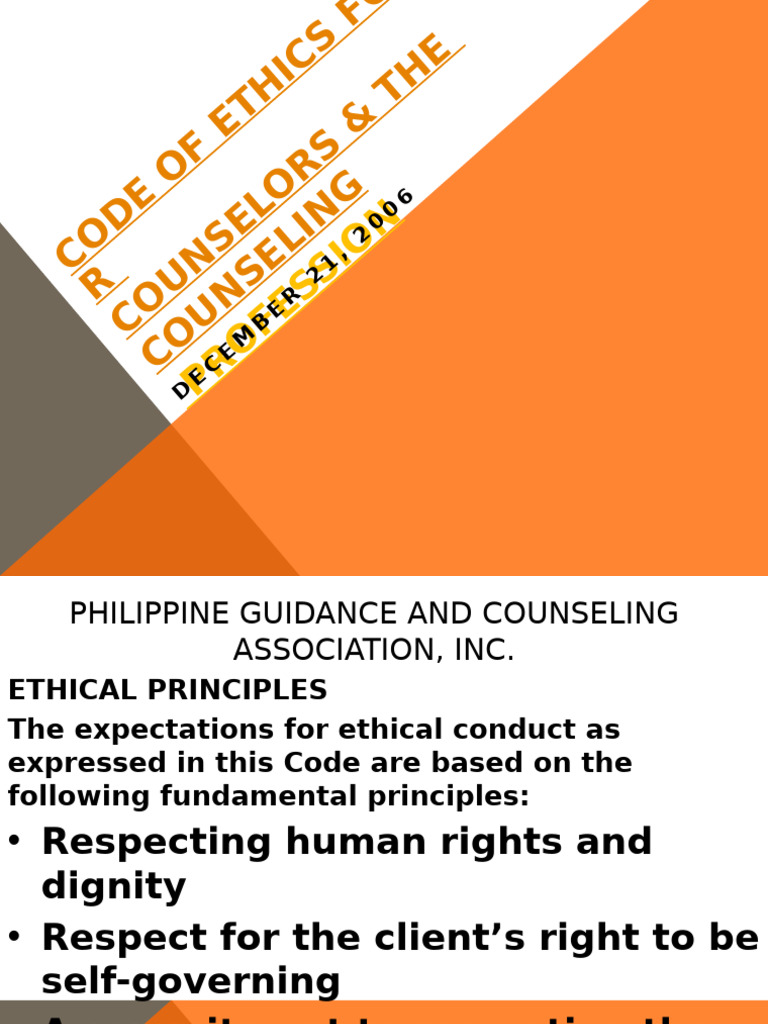 9-Code of Ethics For Philippine Counselors | PDF | Evaluation ...