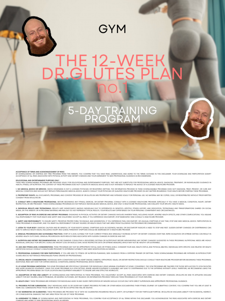 12-Week DR - Glutes Plan 5 Day Nr.1 Gym V3 ++ | PDF | Weight Loss ...