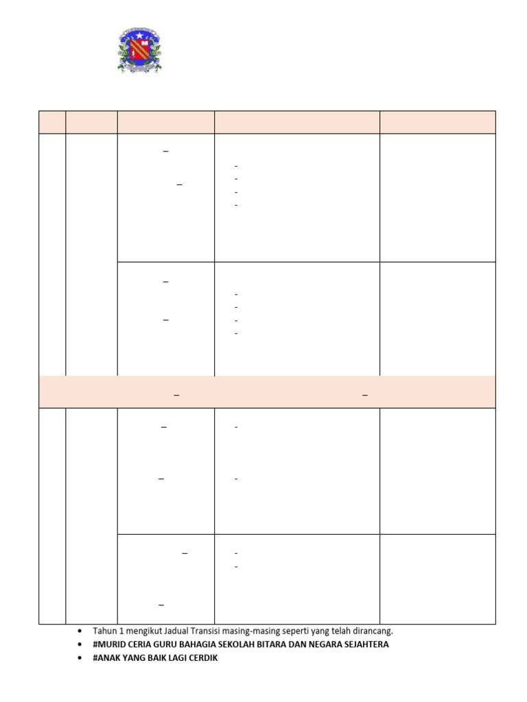 Jadual Program Minggu Pertama Persekolahan 2024 | PDF