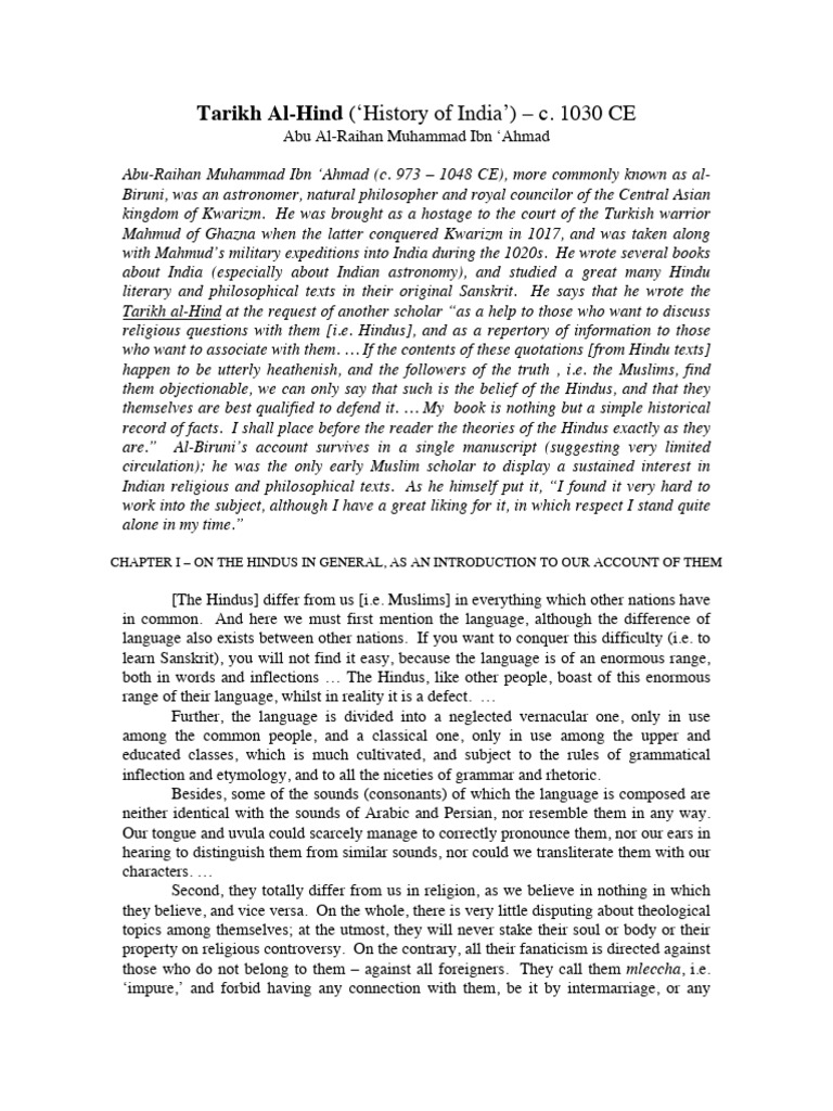 Tarikh Al-Hind (Abu Al-Raihan) | PDF | Idolatry