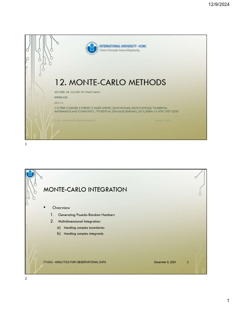 Analytics of Observational Data Lec 12 | PDF | Monte Carlo Method | Randomness