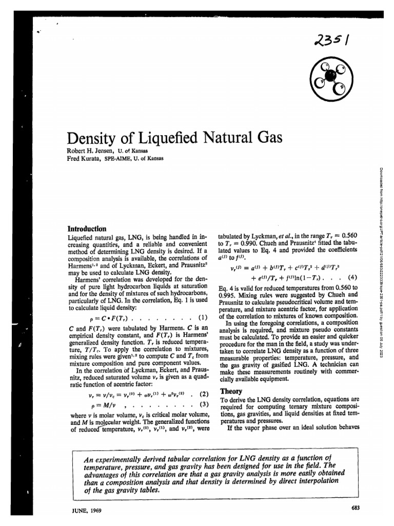 LNG Density Correlation Methods | PDF | Density | Gases