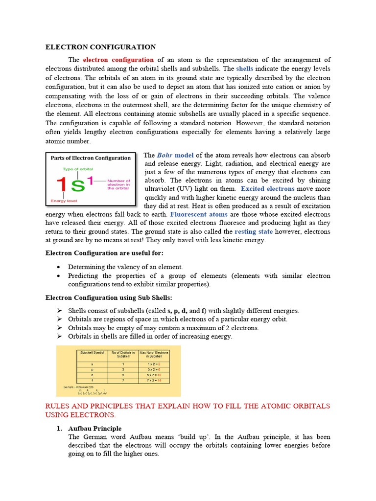 Electron Configuration Handout | PDF | Electron Configuration | Atomic Orbital