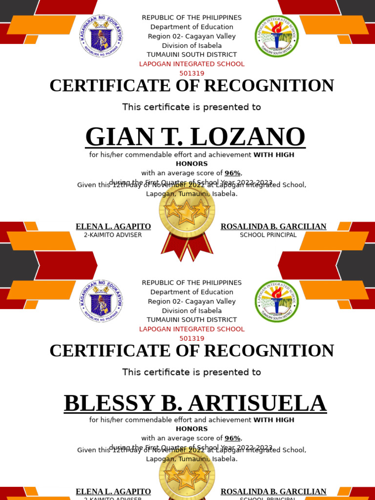 Certificate of Recognition | PDF