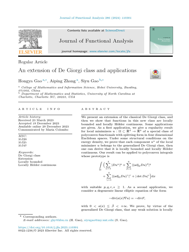 An Extension of de Giorgi Class and Applications | PDF | Theorem ...