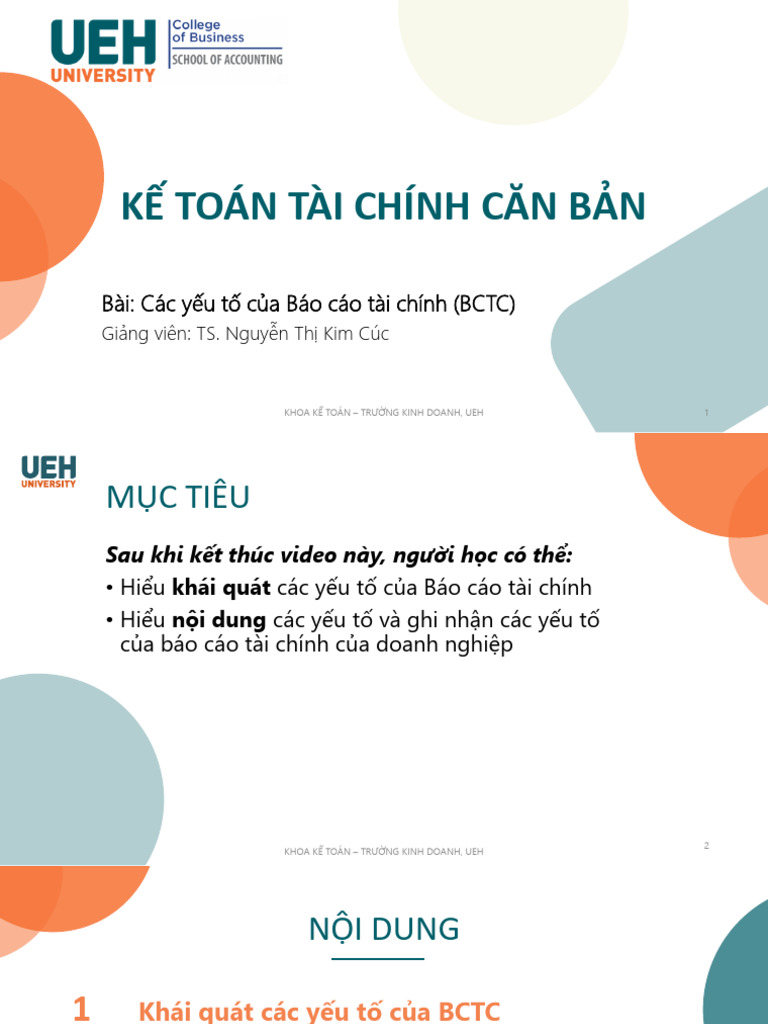 Các yếu tố của BCTC | PDF