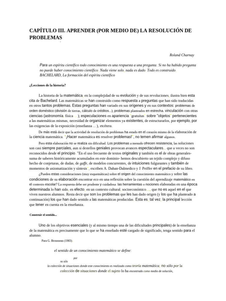 Aprender Por Medio de La Resolución de Problemas Ronald Charnay | PDF | Aprendizaje | Enseñando