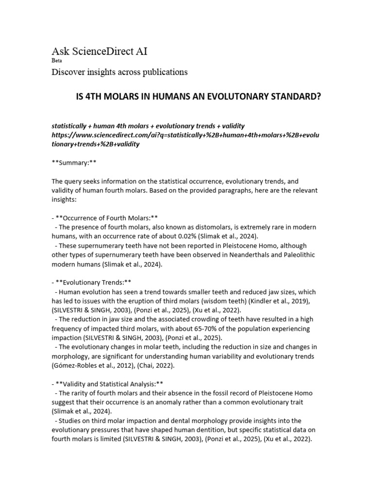 Is 4th Molars in Humans An Evolutonary Standard | PDF | Human Evolution ...