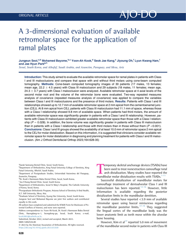 A 3-Dimensional Evaluation of Available Retromolar Space for the ...