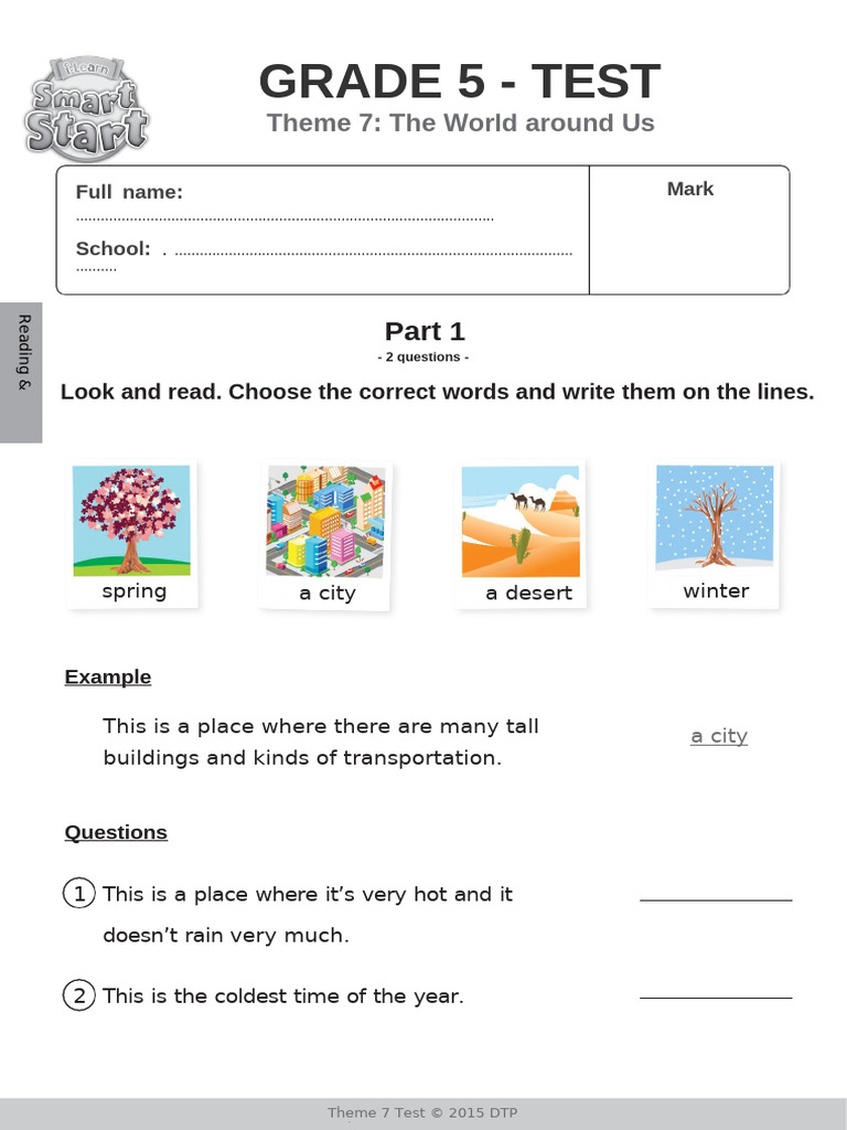 I-Learn Smart Start Grade 5 Theme 7 - Reading & Writing Test - TB | PDF ...
