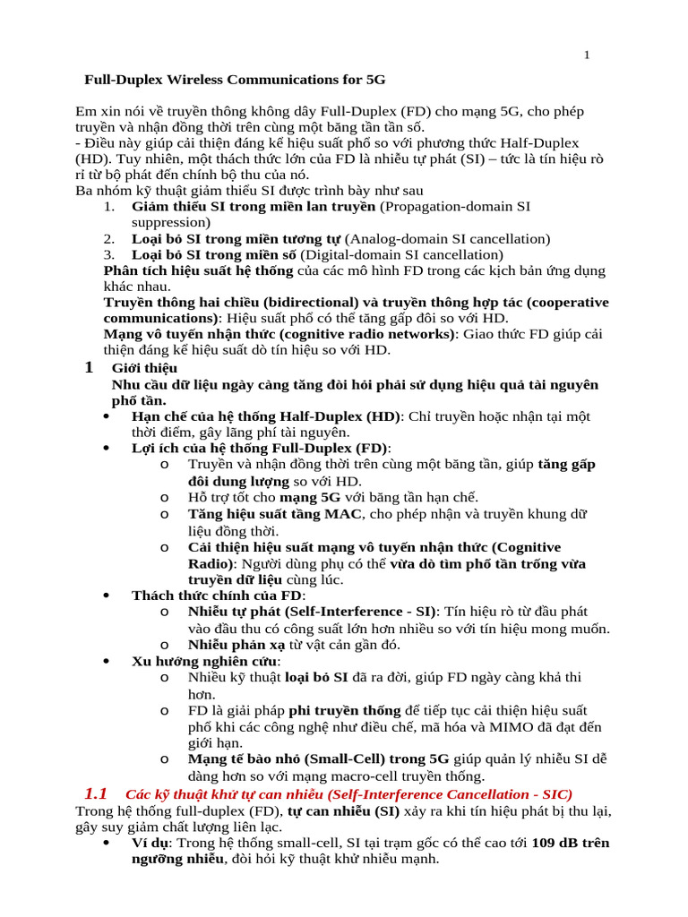 Full-Duplex Wireless Communications For 5G | PDF