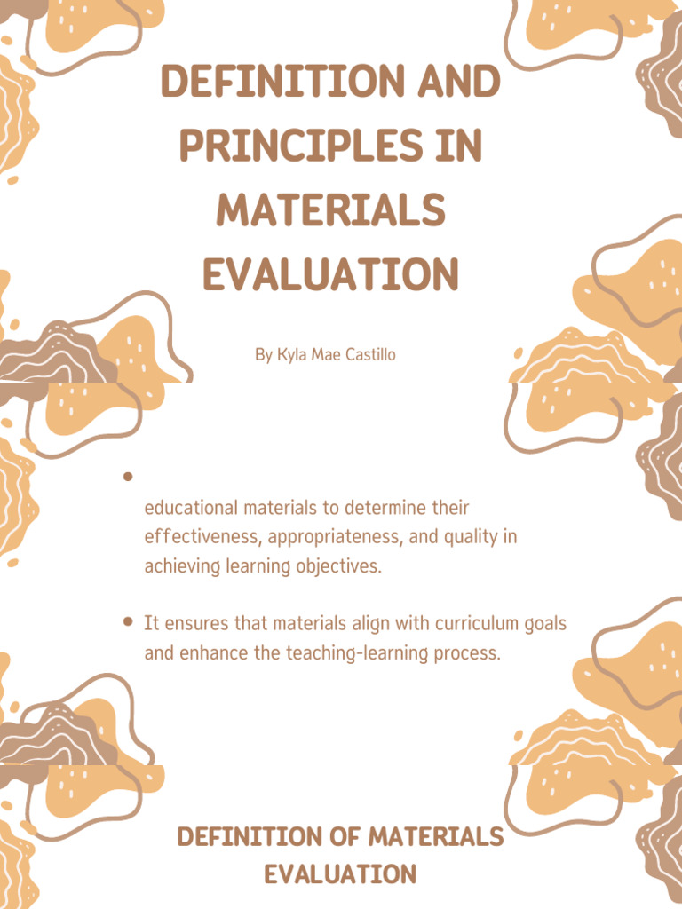 Principles of Effective Materials Evaluation | PDF | Evaluation ...