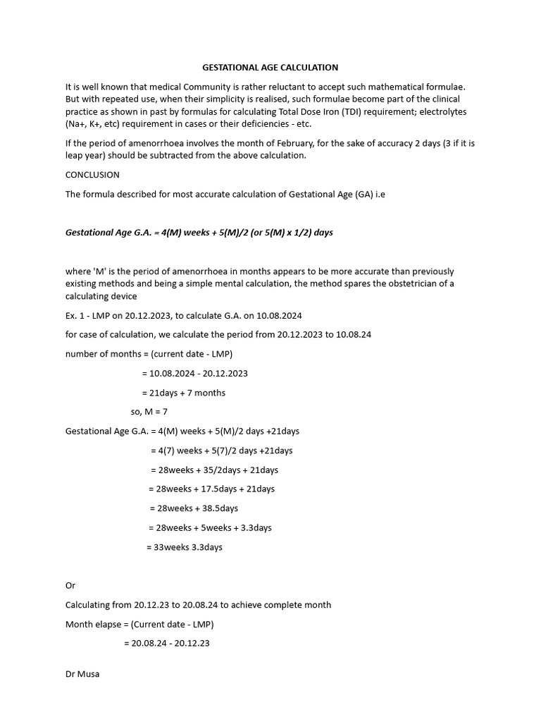 Gestational Age Calculation | PDF | Pregnancy | Mathematics