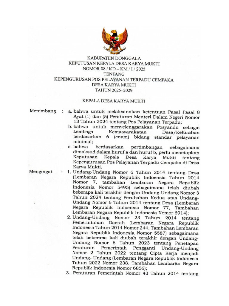 Scan SK Kepengurusan Posyandu | PDF