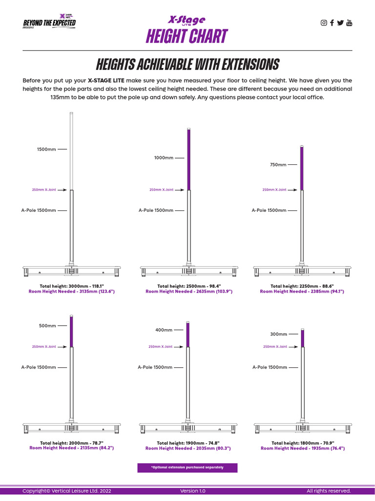 X Stage Lite Height Chart With Alternative Extensions August 2022 V2 | PDF
