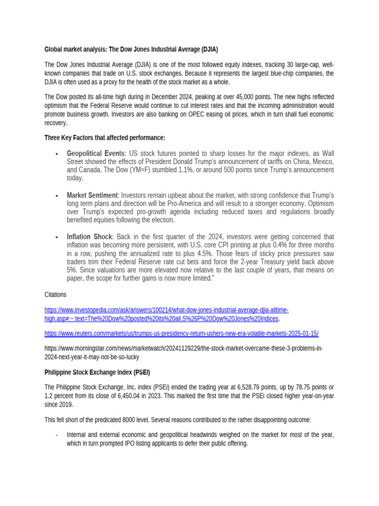 DJIA and PSEi Market Analysis 2024 | PDF | Dow Jones Industrial Average ...