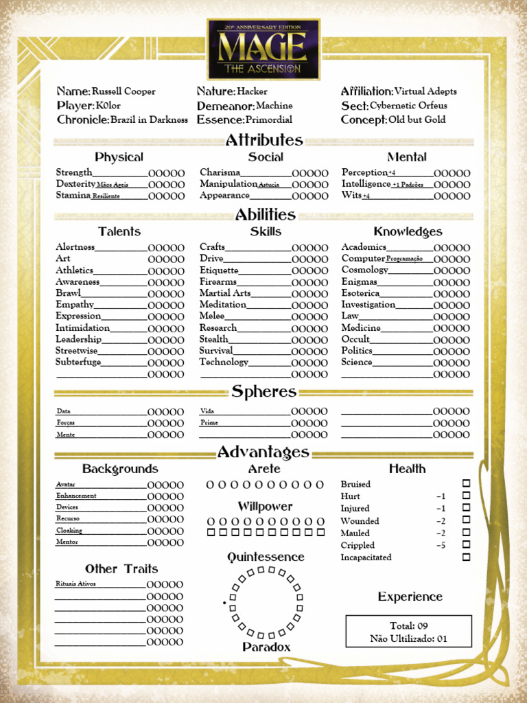 M20 Character Sheet Template | PDF