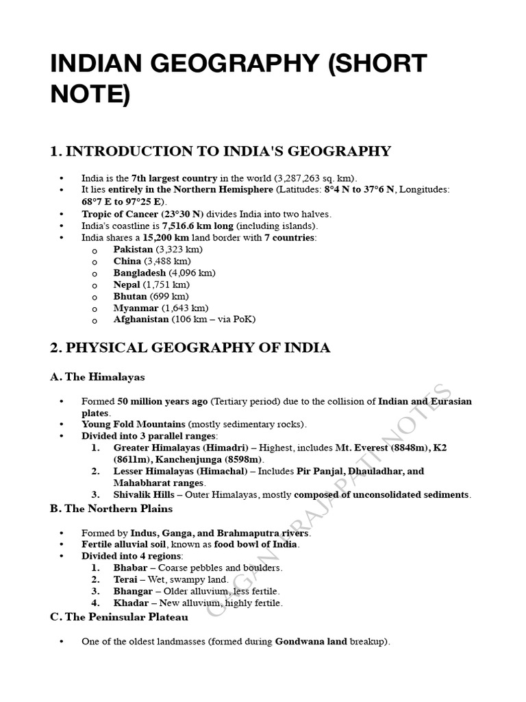 Indian Geography PDF44444 | PDF | Himalayas | Earth Sciences